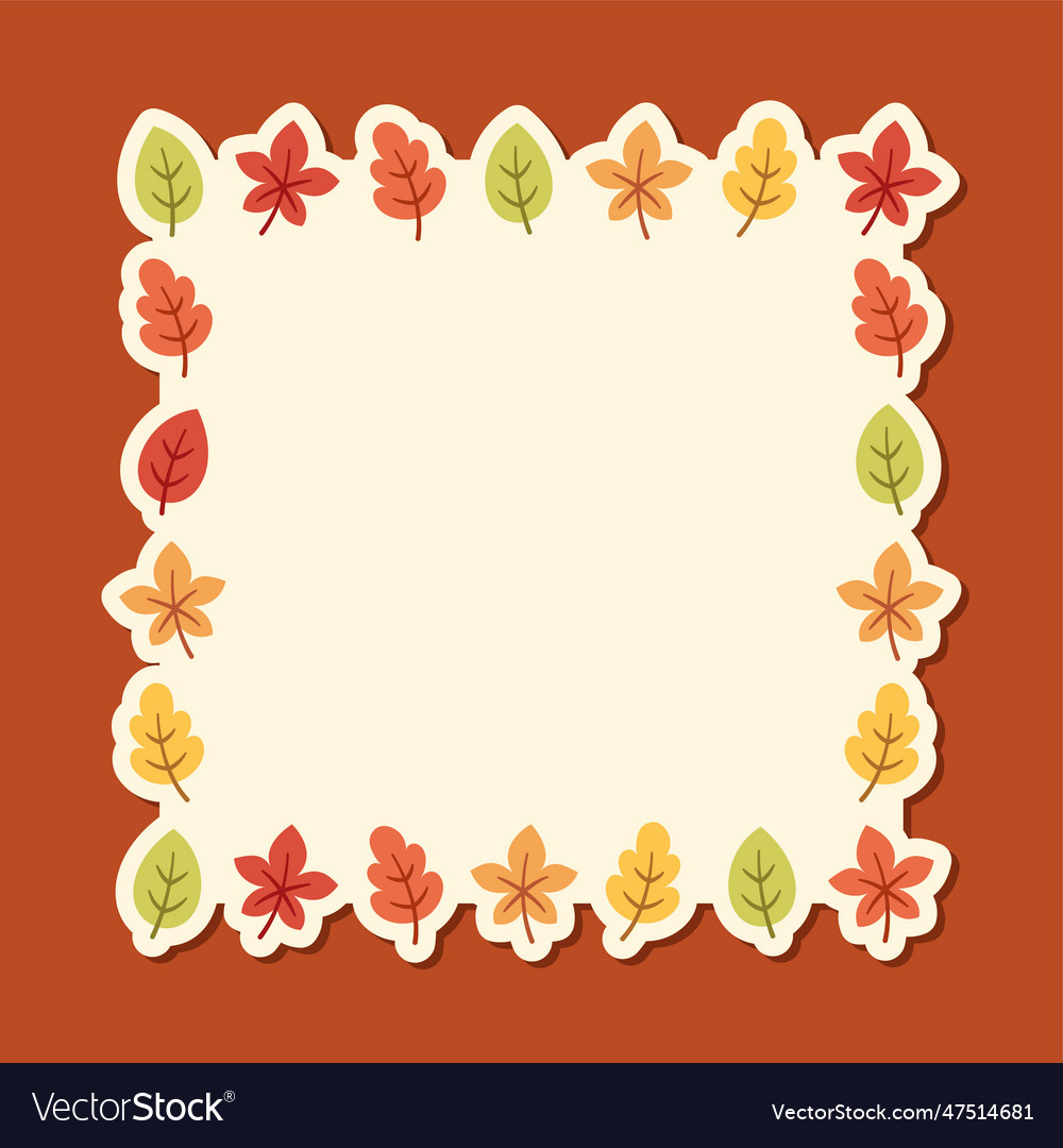 Autumn square frame with seasonal leaves modern Vector Image