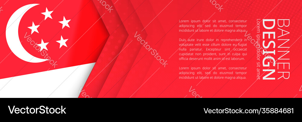 Banner template with flag singapore Royalty Free Vector