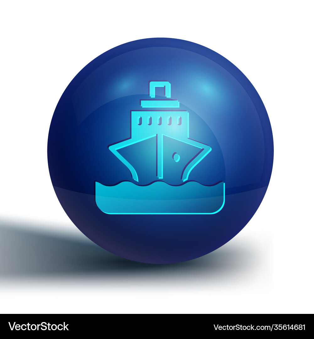 Blue cruise ship icon isolated on white background