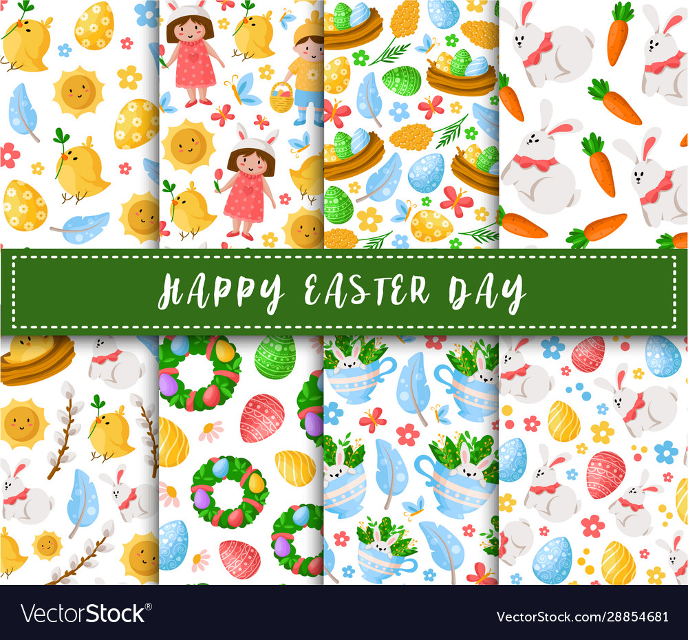 Cartoon easter day seamless pattern Royalty Free Vector