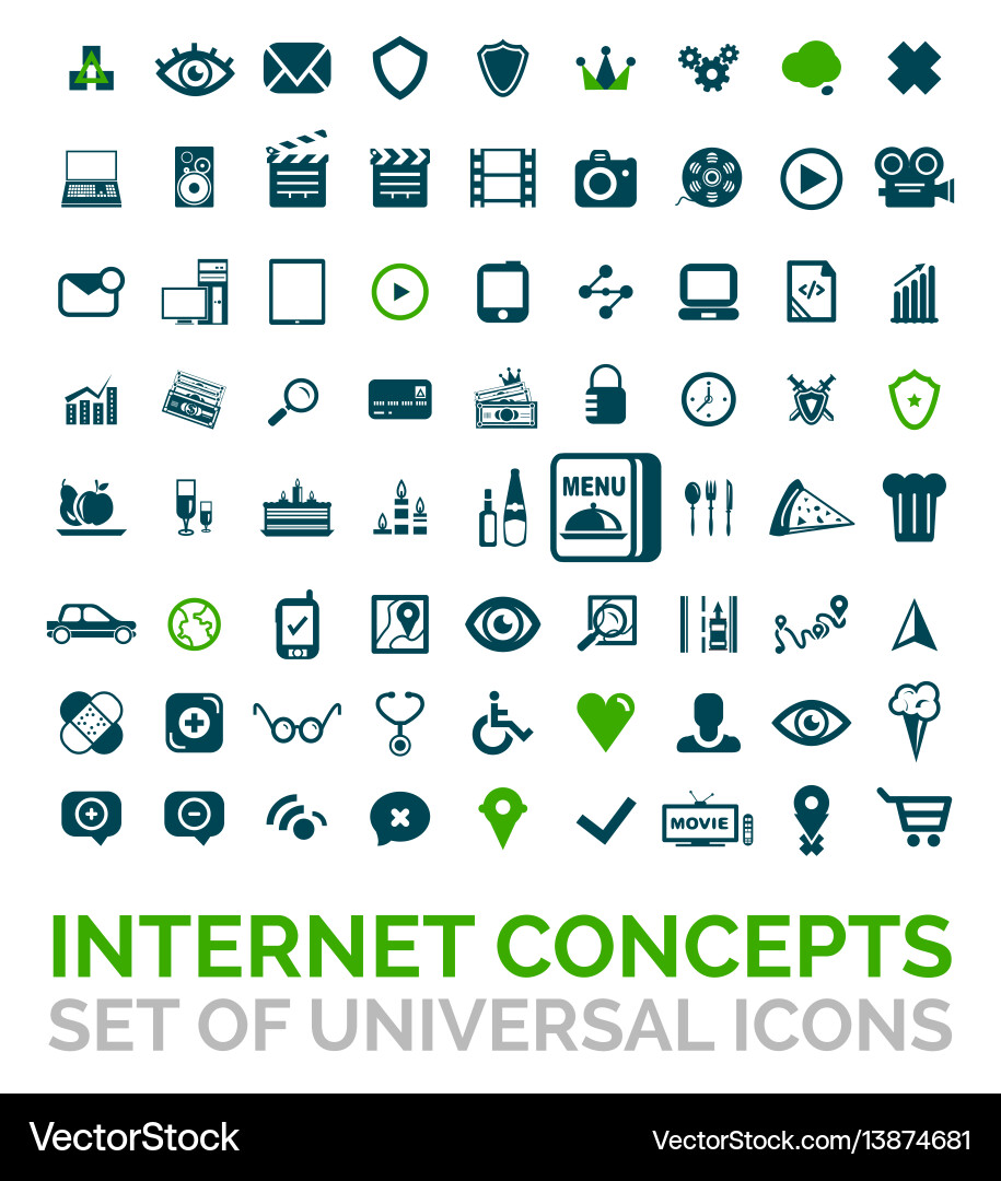 Collection of universal internet concept Vector Image