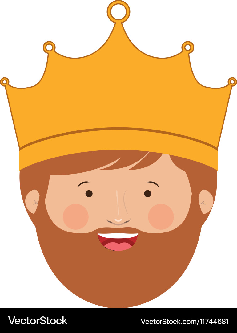 Colorful king head with crown and beard Royalty Free Vector