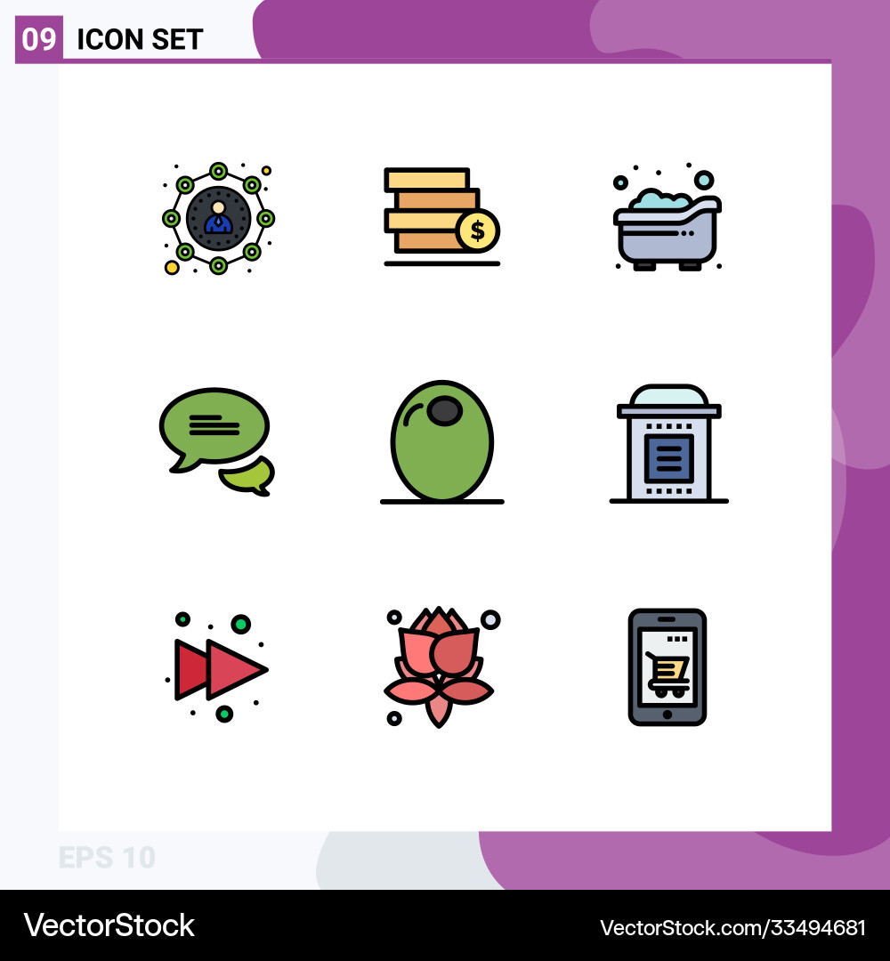 Group 9 filledline flat colors signs and Vector Image