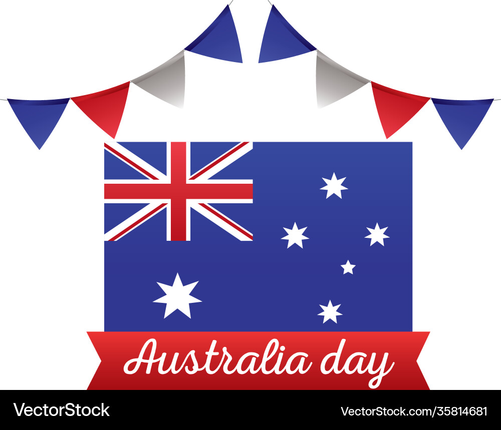Happy australia day lettering with flag Royalty Free Vector