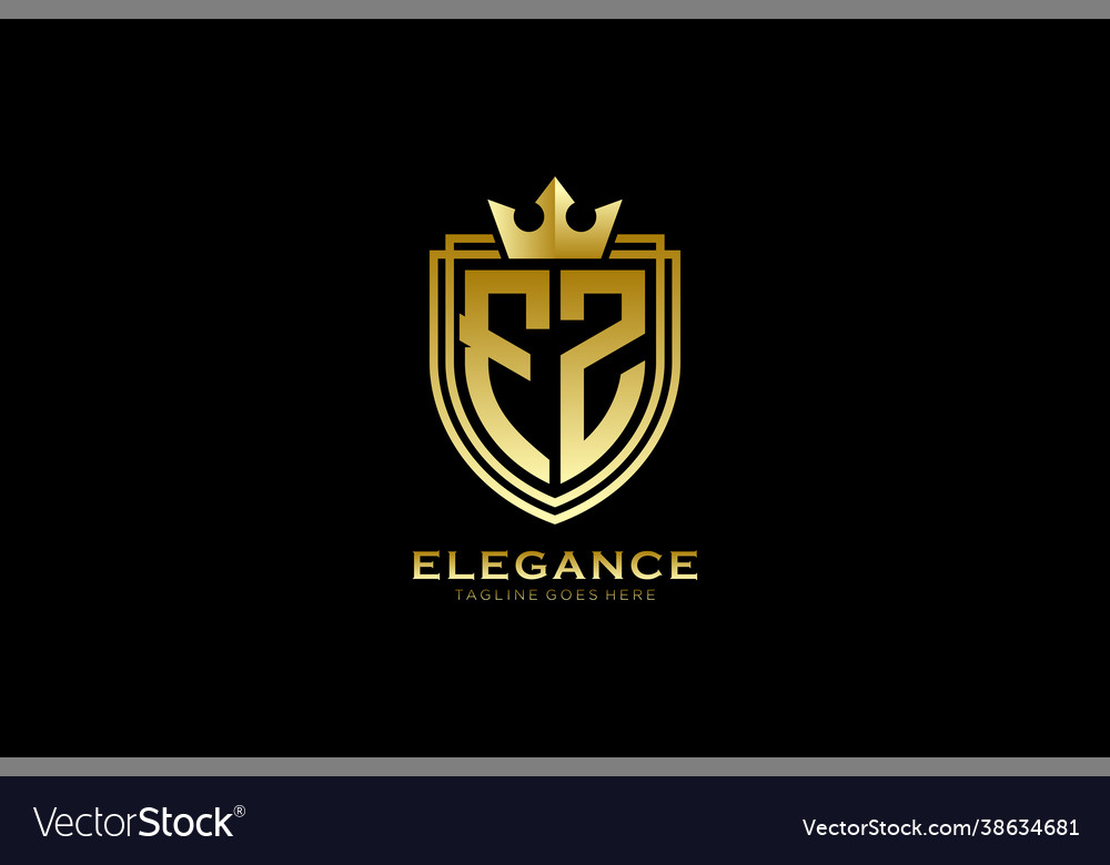 Initial fz elegant luxury monogram logo or badge Vector Image