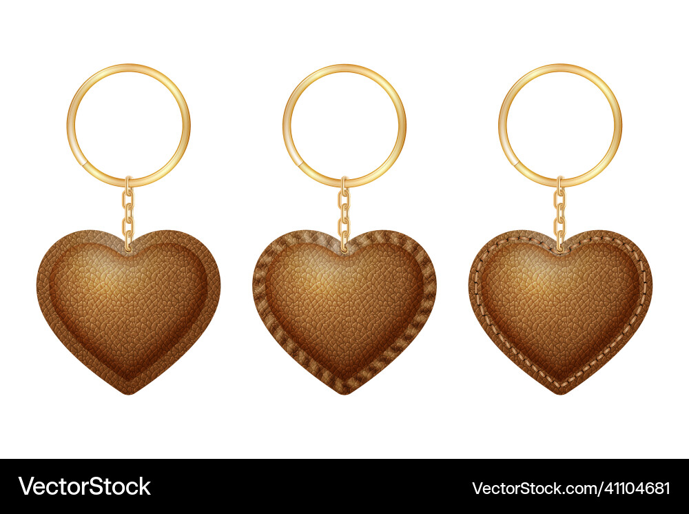 Leather heart shape keychain holder trinket Vector Image