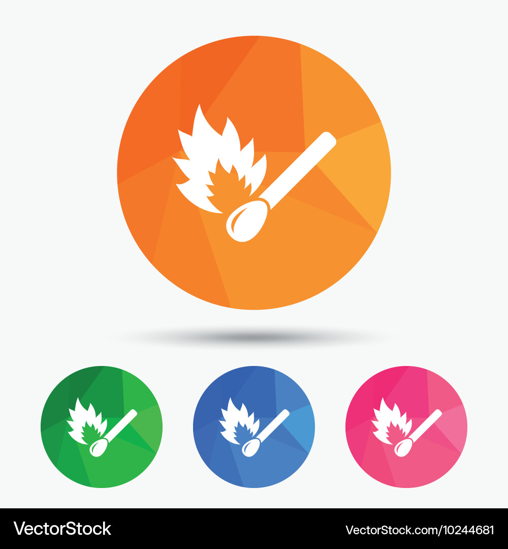 Match stick burns icon burning matchstick sign Vector Image