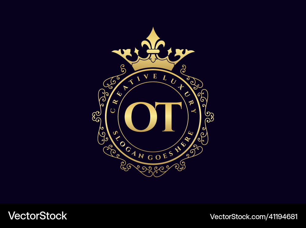 Ot initial letter luxury calligraphic feminine Vector Image