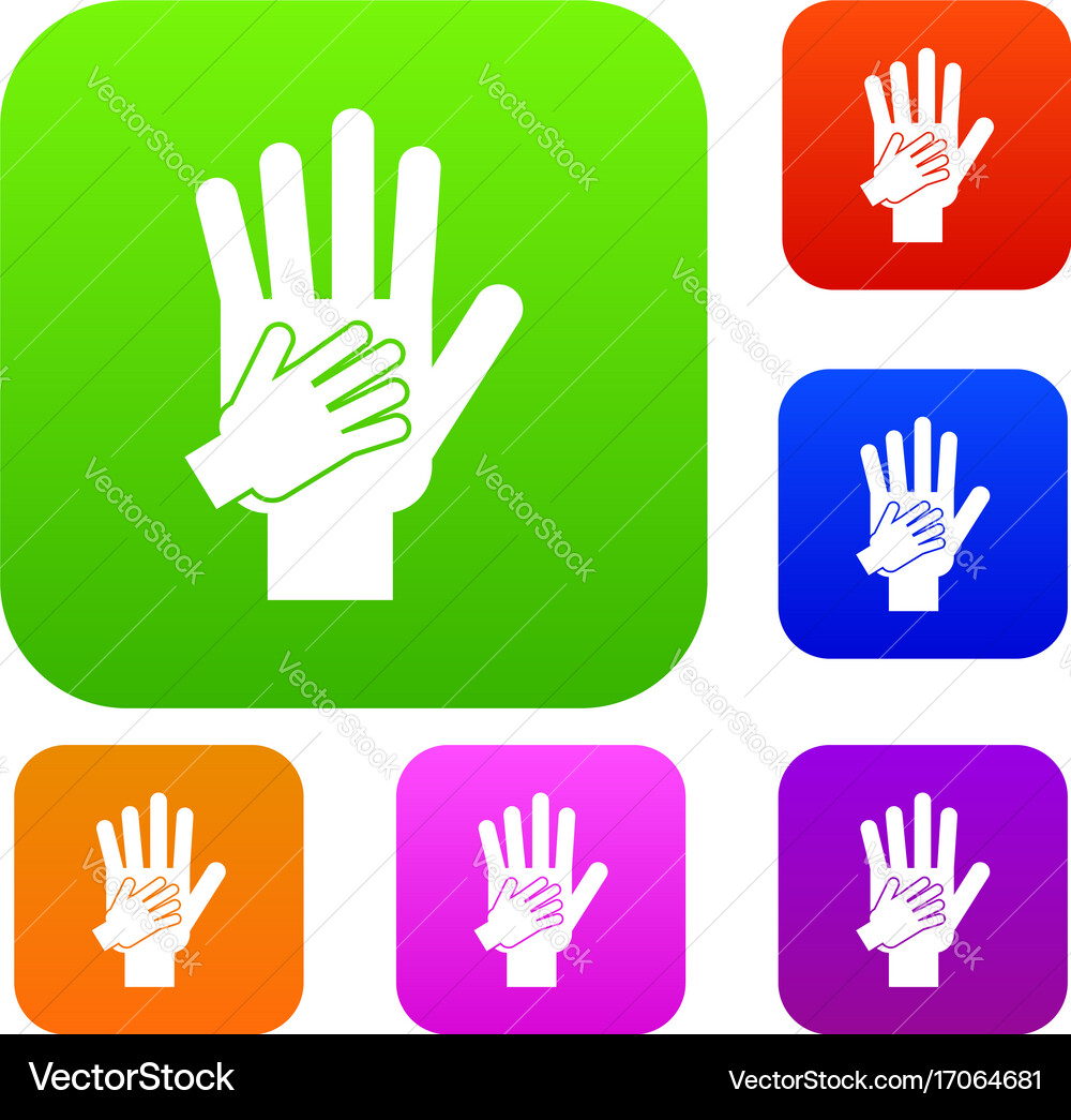 Parent and child hands together set collection Vector Image