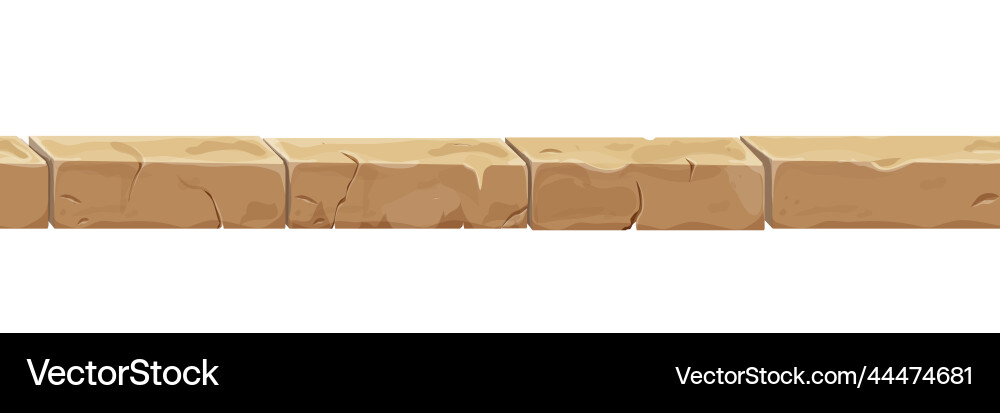 Stone brick border seamless ancient fence Vector Image