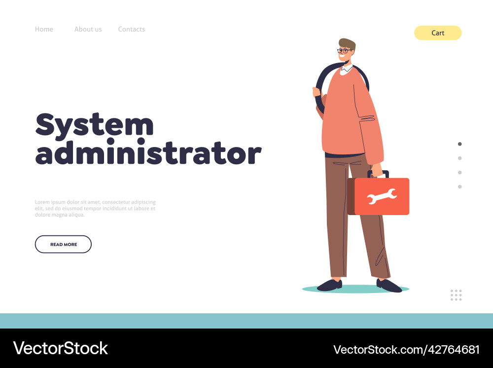 System administrator concept of landing page Vector Image