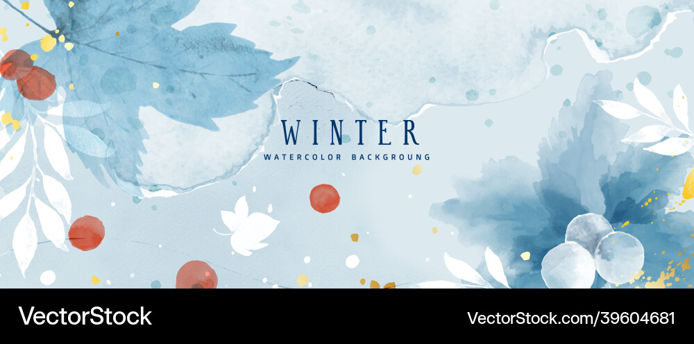Watercolor abstract winter background with flower Vector Image