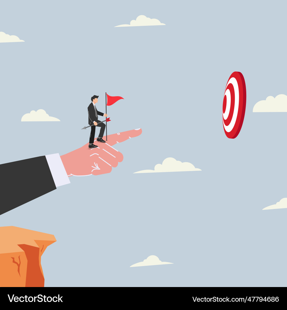 Businessman above hand pointing toward the target Vector Image