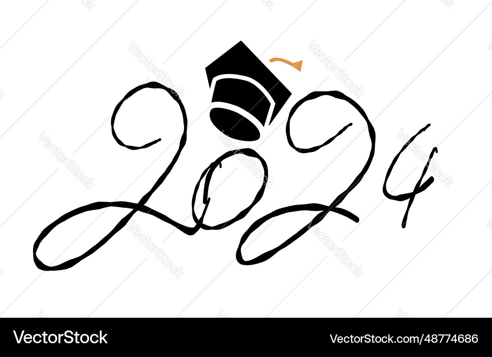 Class of 2024 handwritten typography education Vector Image