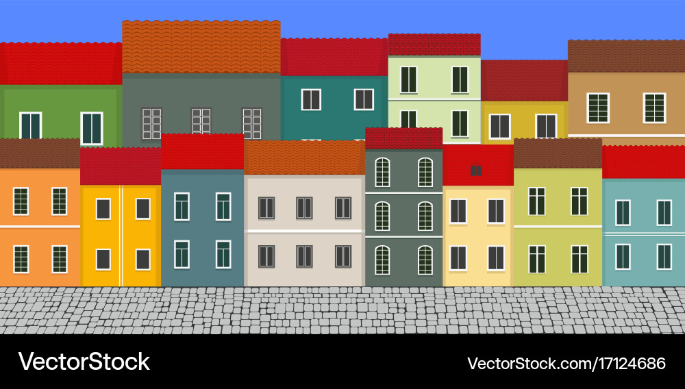 Colorful City Streetscape Royalty Free Vector Image