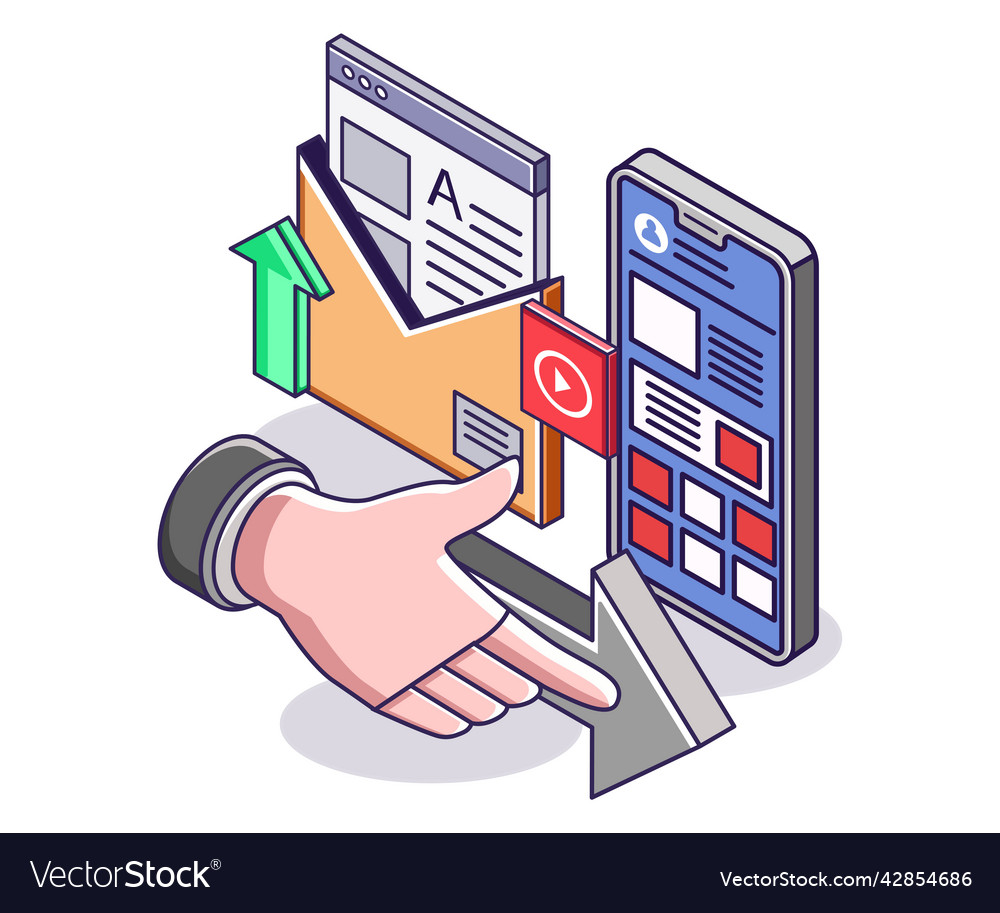 Email data sending button arrow Royalty Free Vector Image