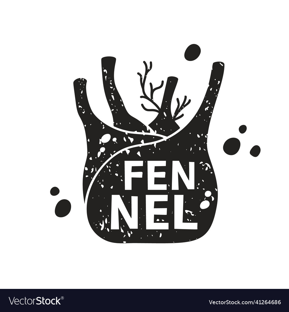 Fennel grunge sticker black texture silhouette Vector Image Fennel grunge sticker black texture silhouette Vector Image