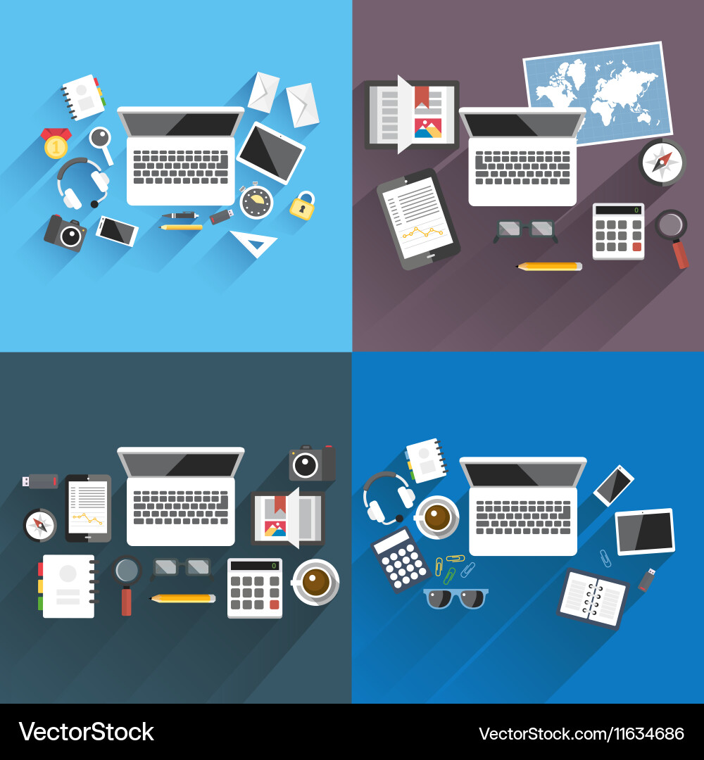 Flat office Royalty Free Vector Image - VectorStock