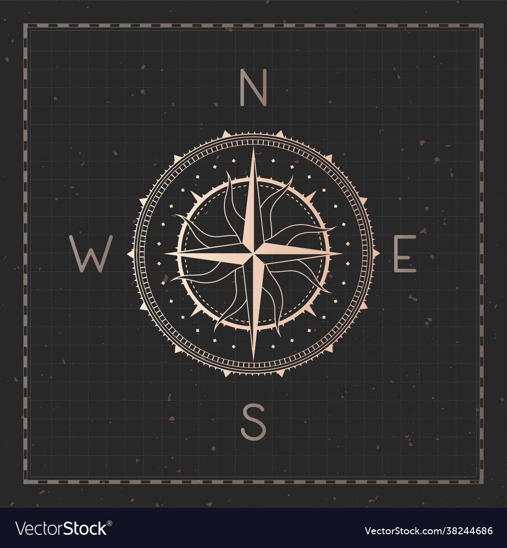 Gold compass Royalty Free Vector Image - VectorStock