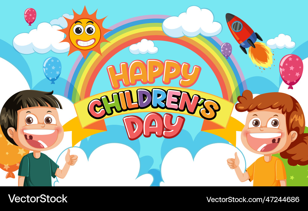 Happy children day banner Royalty Free Vector Image