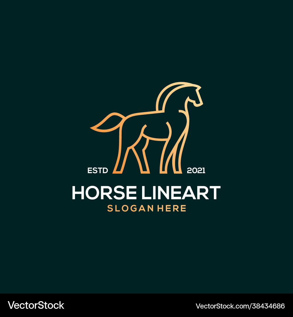 Horse line art logo luxury Royalty Free Vector Image