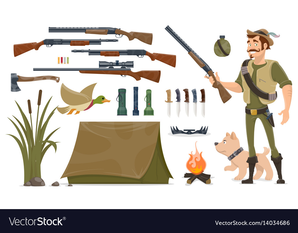 Hunting elements set Royalty Free Vector Image
