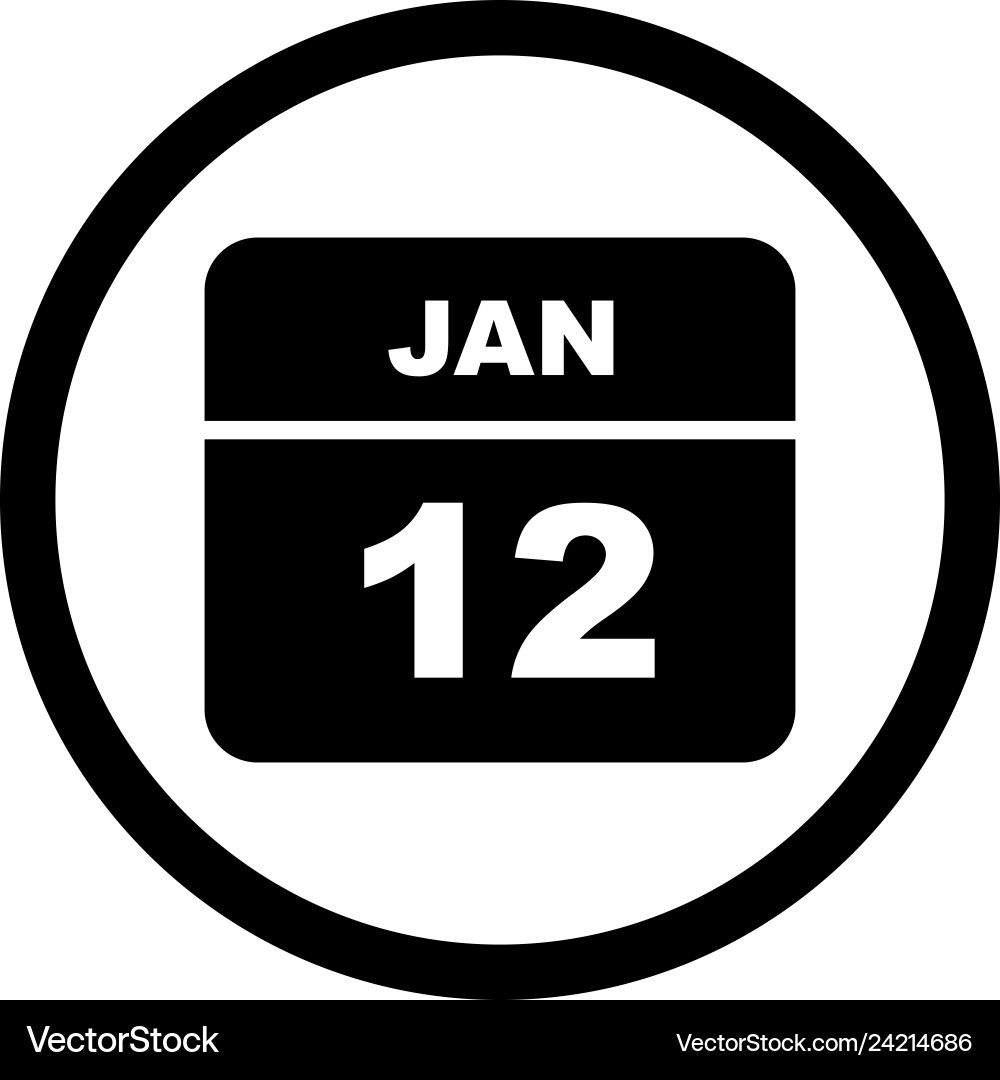 January 12th date on a single day calendar Vector Image