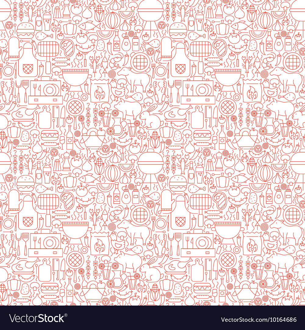 Line bbq white seamless pattern Royalty Free Vector Image