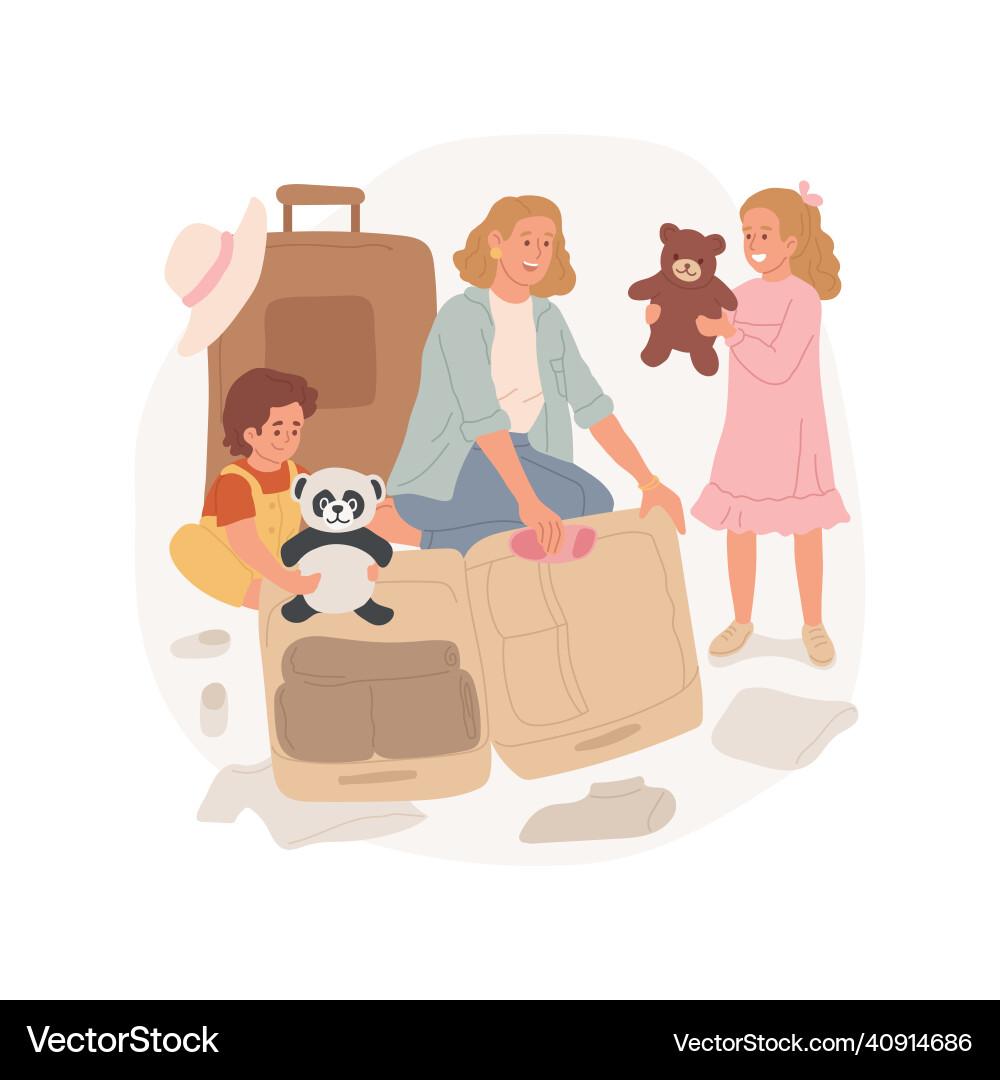 Luggage packing isolated cartoon Royalty Free Vector Image