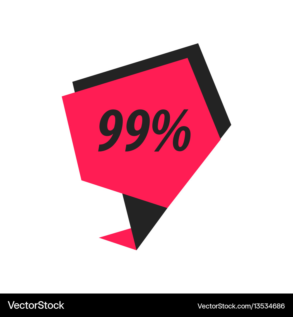 Ninety nine percent label black pink Royalty Free Vector