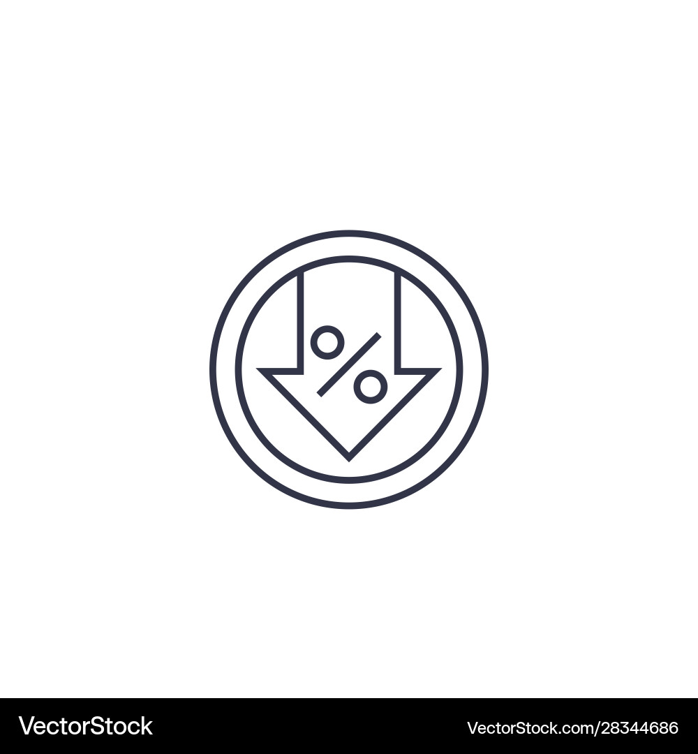 Percent down decline icon linear Royalty Free Vector Image
