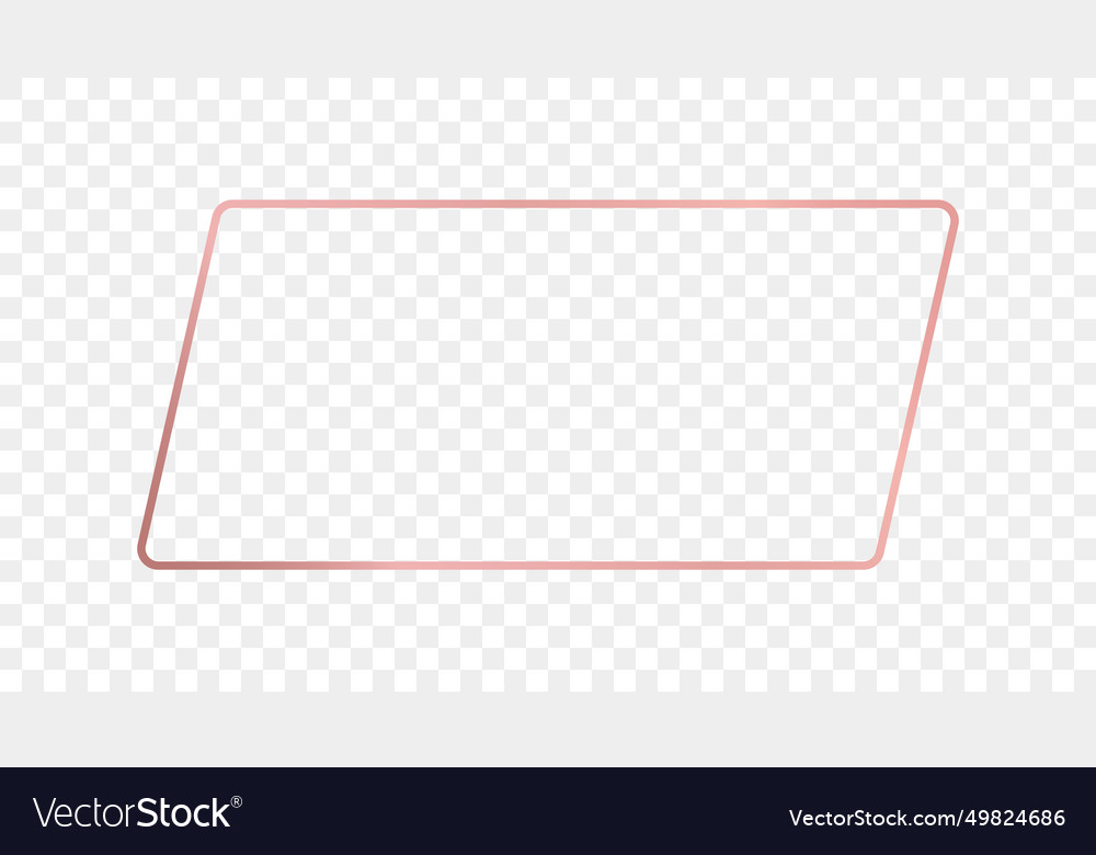 Rose gold glowing rounded rectangular shape frame Vector Image