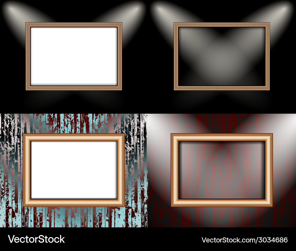 Set of blank frame on a color wall lighting Vector Image