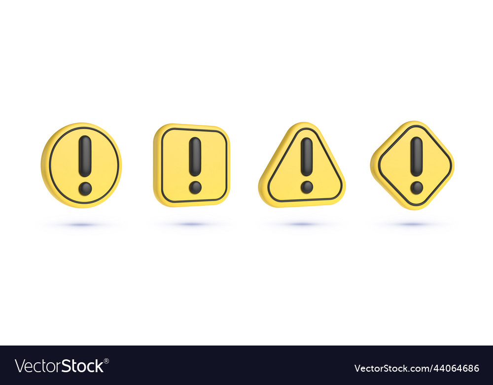 Set of caution 3d icons Royalty Free Vector Image