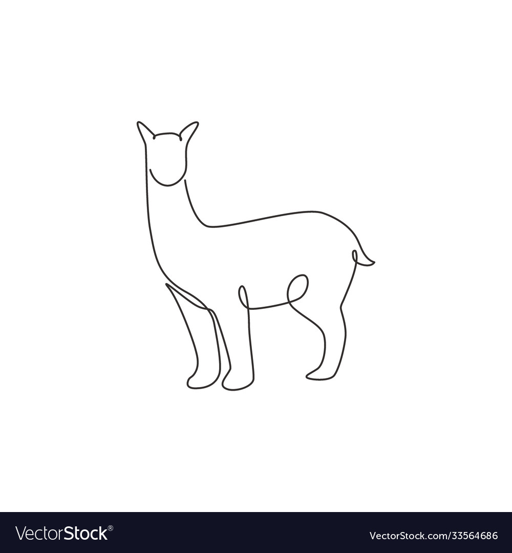 One Line Design Hand Drawn Llama Silhouette