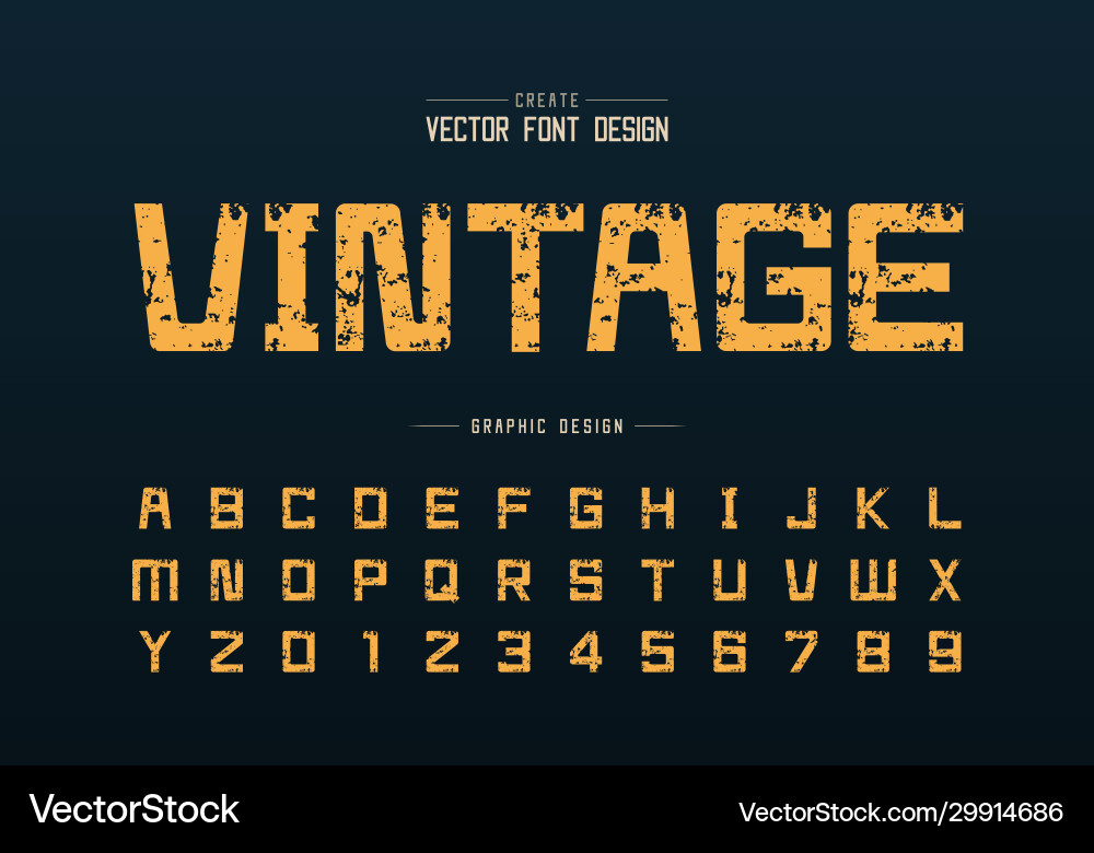 Vintage font and alphabet texture square Vector Image