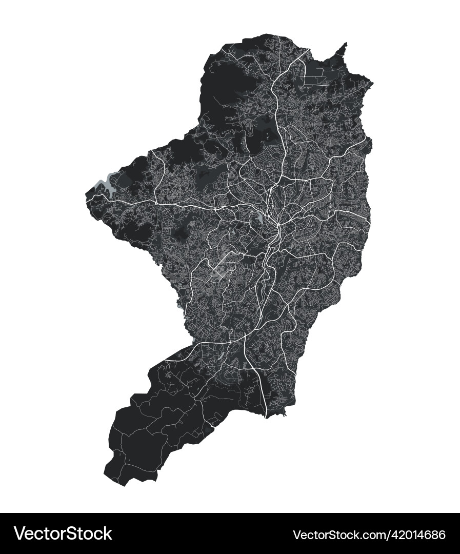 Yaounde map detailed black of city Royalty Free Vector Image