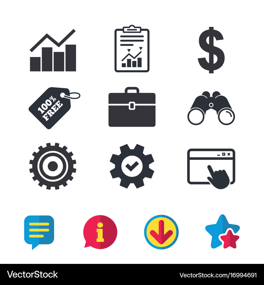 Business signs graph chart and case icons Vector Image