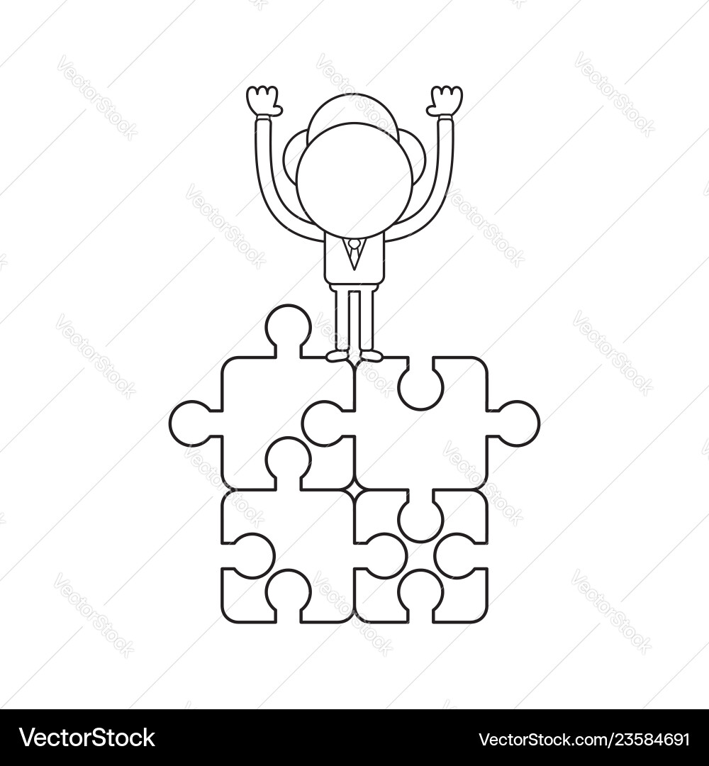 Businessman character standing on connected four Vector Image