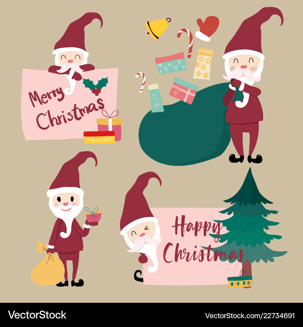 Collection of flat santa clause Royalty Free Vector Image