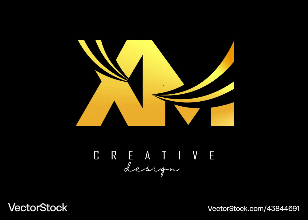 Creative gold letters xm x m logo with leading Vector Image