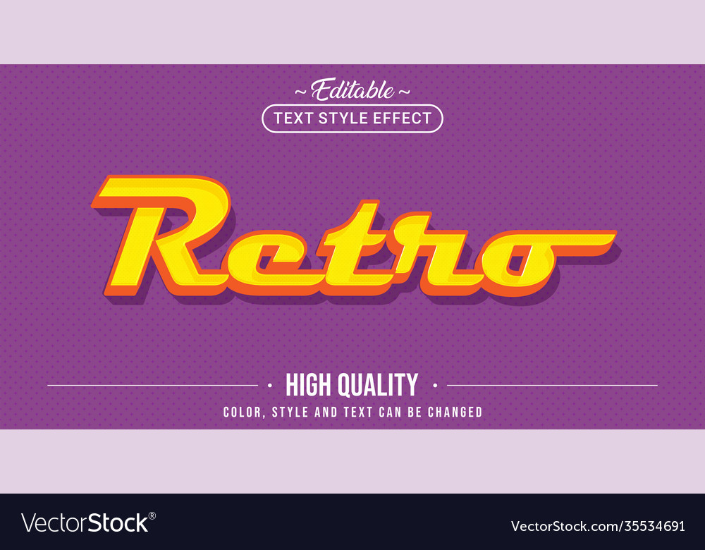 Editable text style effect - retro Royalty Free Vector Image