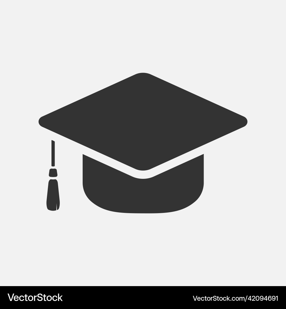 Graduation cap or graduate hat icon isolated flat Vector Image