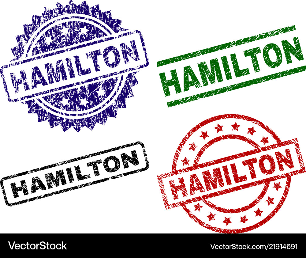 Grunge textured hamilton seal stamps Royalty Free Vector