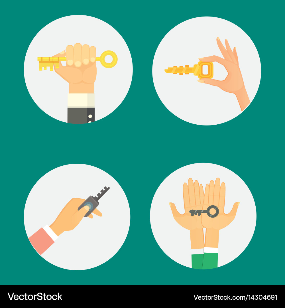 Hands holding key apartment selling human gesture Vector Image