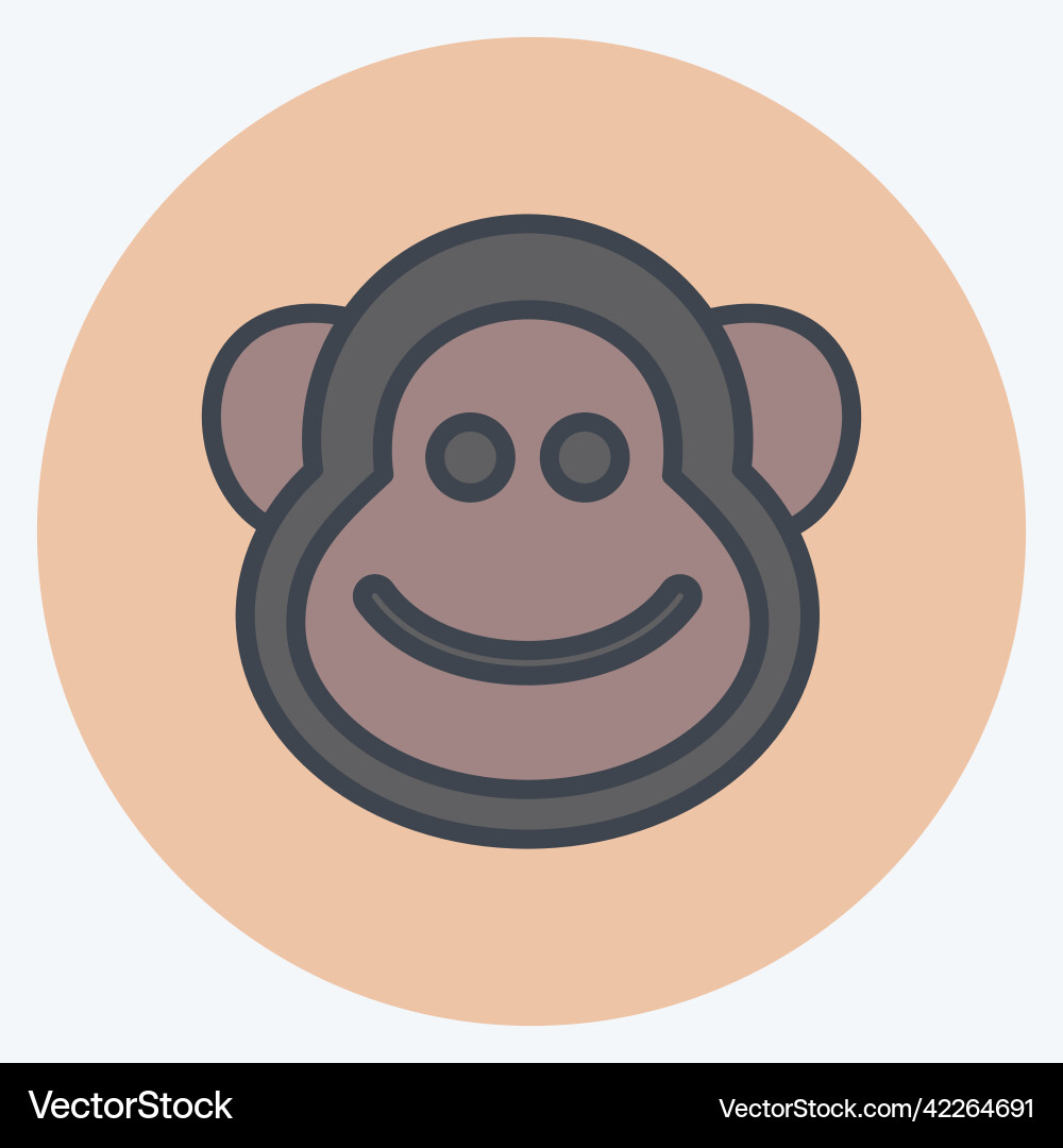 Icon monkey suitable for animal symbol color mate Vector Image