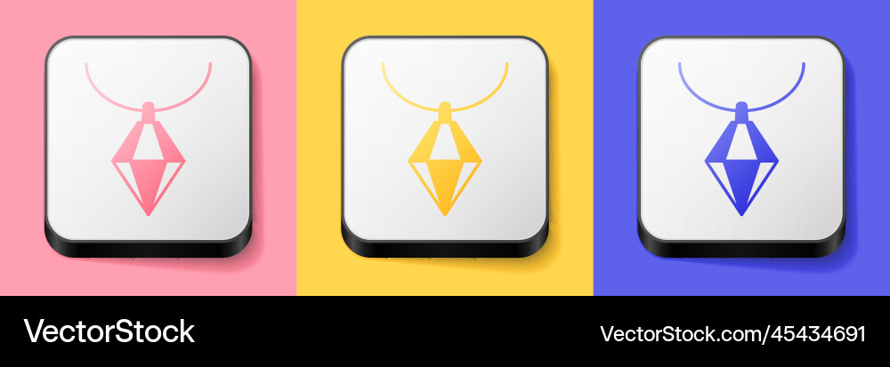 Isometric pendant on necklace icon isolated Vector Image