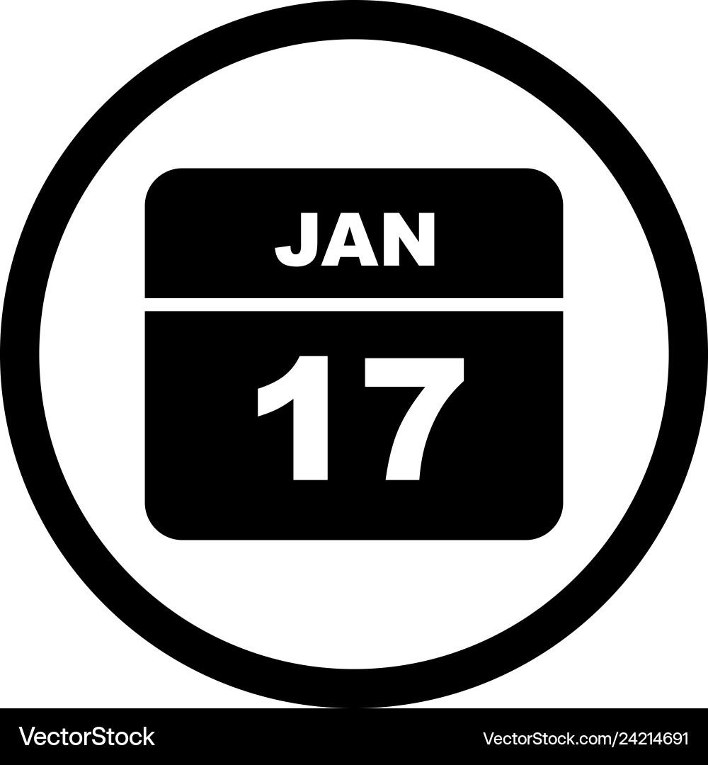 January 17th date on a single day calendar Vector Image
