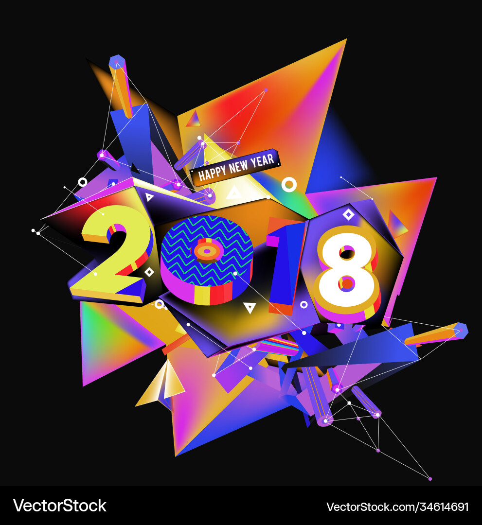 New year 2018 colorful design Royalty Free Vector Image