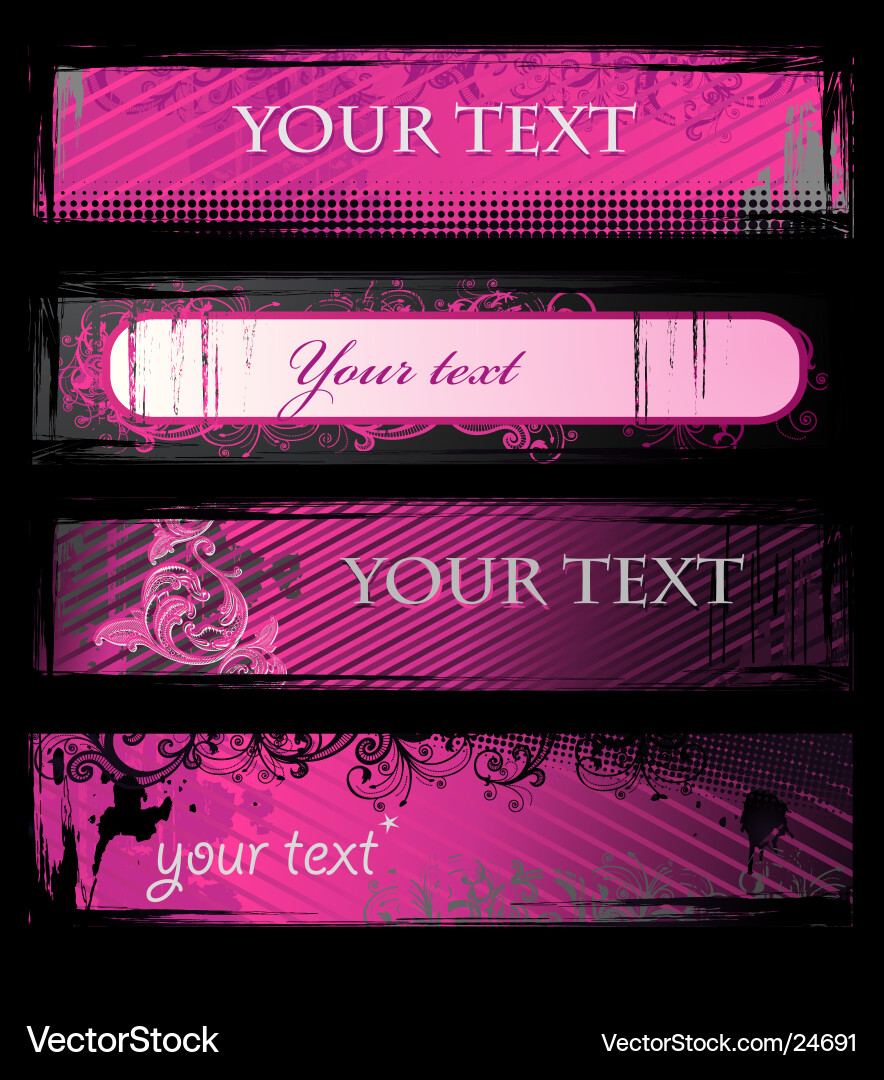 Set of pink grunge banners Royalty Free Vector Image